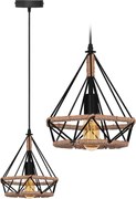 Toolight Toolight, Stropní svítidlo, geometrické, závěsné, loft styl na laně APP678-1CP, černá-hnědá, OSW-05644