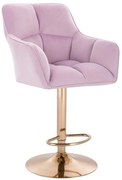 LuxuryForm DESIGN Barová židle AMALFI VELUR na zlaté kulaté podstavě - levandule