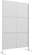 Outsunny Zahradní Dělící Stěna se 3 Díly s Inverzním Trojúhelníkovým Vzorem a Ocelovým Rámem pro Terasu a Zahradu 122x45x198 cm Bílá | Aosom