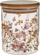 Skleněná dóza s bambusovým víkem KVĚTINOVÁ ROMANCE 410 ml