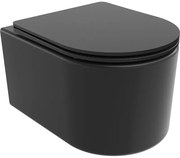 Mexen Sofia WC mísa Rimless s pomalu klesající deskou slim, duroplast, černá mat - 30541085
