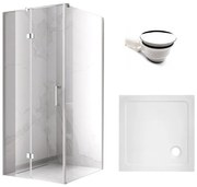 BPS-koupelny Čtvercový sprchový kout HYD-SK01B 80x80 chrom/transparent + vanička HYD-SSV-ST02A bílá