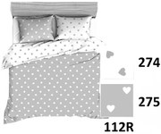 KARO Bavlněné povlečení 160x200 R112 bílé šedé srdce 275D 274D