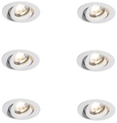 Sada 6 moderních zápustných bodových svítidel bílých 8,2 cm vč. LED IP54 Ultra Slim - Pupil