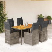 7dílný zahradní bistro set s poduškami šedý polyratan 3277023