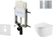 kielle Genesis New - Set předstěnové instalace, klozetu Oudee, Vortex Rimless+, sedátka softclose a tlačítka Gemini New II, lesklý chrom 30528SZ68