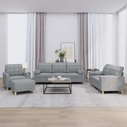 4dílná sedací souprava s polštáři světle šedá textil 3201266