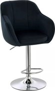 LuxuryForm DESIGN Barová židle AVOLA VELUR na stříbrné kulaté podstavě - černá