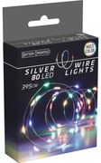 Světelný drát Silver, 4m, 80 LED, barevná, na baterie