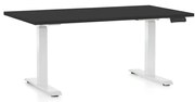 Výškově nastavitelný stůl OfficeTech D, 120 x 80 cm, bílá podnož, černá