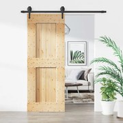 Posuvné Dveře S Kováním 80 X 210 Cm Masivní Borové Dřevo