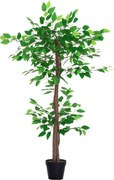 Umělý čajovník Outsunny, 120 cm, umělé stromky v dekorativním květináči pro interiér domova, obývací pokoj, kancelář Ø16x120 cm, zelený | Aosom