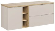 Závěsná skříňka Bella Cashmere s deskou 140 cm kašmír/dub artisan