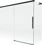 Mexen Rox, L posuvná 2-křídlová vanová zástěna 180 + 80 x 150 cm, 8mm čiré sklo, černý matný profil, 8C9L-180-080-70-00