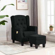 Masážní křeslo s podnožkou černé textil 320163