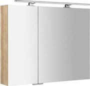 Sapho Mirró - Zrcadlová skříňka s LED osvětlením 90x70x16 cm, 2x dvířka, dub alabama MC090-0022