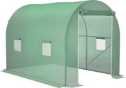 Zelený tunelový skleník Outsunny 6 m² s posuvnými okny a zipovým vchodem | Aosom