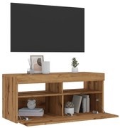 TV stolek s LED dub artisan 90 x 35 x 40 cm kompozitní dřevo