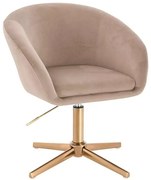 LuxuryForm DESIGN Otočná židle VENICE VELUR na zlatém kříži - latte