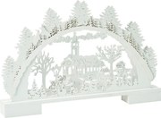 Dřevěná dekorace s LED 41 cm, bílá, assort