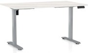 Výškově nastavitelný stůl OfficeTech B, 120 x 80 cm, šedá podnož, bílý jasan