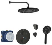 SANITINO - Sprchový set s termostatem a tělesem pod omítku Grohe, příslušenství kielle, matná černá SANI21GKK404