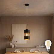 LED Lustr na lanku BOGART 1xE27/15W/230V černá/zlatá