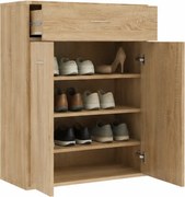 skříňka na boty, botník, 1 zásuvka, 2 dvířka, dřevo, 85x61x36 cm, dub sonoma, Dekorino BB20260062