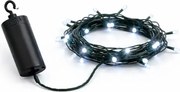 LED světýlka na baterie, venkovní, 2,2 m, ledově bílá, 20 diod, tmavě zelený kabel, IP44, ovladač, 4 × AA
