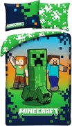 Oboustranné ložní povlečení z mikrovlákna Minecraft - motiv Steve, Alex a Creeper - 70x90 cm + 140x200 cm