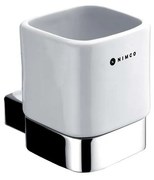 Nimco Kibo - Pohárek na kartáčky a pastu s držákem, bílá keramika/chrom Ki 14058K-26
