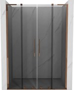 Mexen Velar L Duo, posuvné sprchové dveře do otvoru 150 cm, 8mm šedé sklo, růžové zlato, 871-150-003-42-60