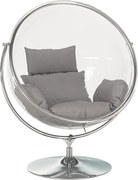 Kondela Závěsné křeslo se stojanem, transparentní/střírná/šedá, BUBBLE NEW TYP 2