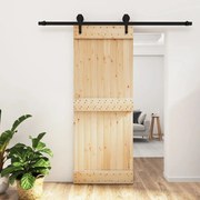 Posuvné Dveře S Kováním 80 X 210 Cm Masivní Borové Dřevo Vzor Šedá Kostka
