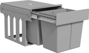 HOMCOM výsuvný podskříňkový koš 30 l — 2×15 l, tlumený dojezd, světle šedý | Aosom