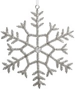 Champagne antik závěsná sněhová vločka s korálky Snowflake - 20 cm