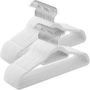 Protiskluzová sametová ramínka, 50 kusů x 23,5x45x0,6 cm, bílá