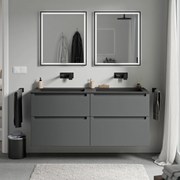 Koupelnová skříňka VIREO 140 cm s umyvadlem z minerálního odlitku BRUXELLES - možnost volby barvy