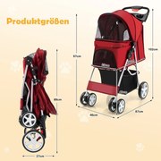 Costway Pet Kočárek Skládací kočárek pro psy s úložným košíkem Držáky na hrnky