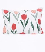 MK Lůžkoviny Bavlněný povlak na polštář Renforcé 50 x 70 cm - Květy tulipánů červené