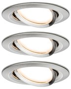 Paulmann 93447 LED Coin Nova round, set kulatých bodovek v úpravě broušená ocel, 3x6,5W LED 2700K, prům.8,4cm