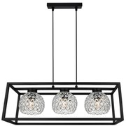 Závěsné svítidlo Crystal Cage, 3x stříbrné křišťálové stínítko v kovovém rámu