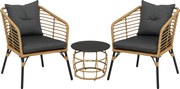 Sada ratanového zahradního nábytku Outsunny, 3 ks. Sedací souprava, včetně konferenčního stolku a 2 židlí, bistro set s polštáři, balkonový nábytek, …