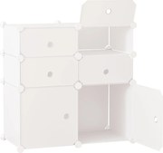 HOMCOM Skříň na Boty, Regál se Skladovacími Přihrádkami, Šatník, Plast, Ocel, Bílý, 75 x 37 x 73 cm | Aosom