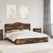 Postel s úložným prostorem se zásuvkou Kouřový dub 180 x 200 cm 3413482