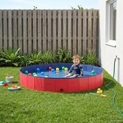 Dětský bazén Červená Ø200 x 30 cm Silný PVC a inženýrské dřevo 3416318