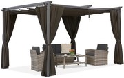 Hnědá pergola La Palma 4x4m se závěsy Garden Point