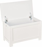HOMCOM Úložná truhla do ložnice s víkem, víceúčelová truhla s bezpečnostním kloubem pro chodbu či obývací pokoj 81x40x46 cm Bílá | Aosom