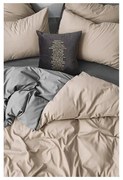 Šedo-béžové 4dílné prodloužené povlečení na dvoulůžko z bavlny Renforcé s prostěradlem 200x220 cm – Mila Home