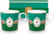 Pip Studio Love Birds sada 2 ks hrnků 165ml, zelená (Sada hrnků v dárkovém balení)